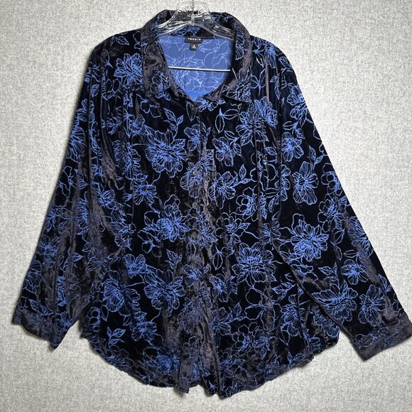 torrid | Tops | Torrid Women Size 3 Top Blue Floral Goth Whimsigoth ...